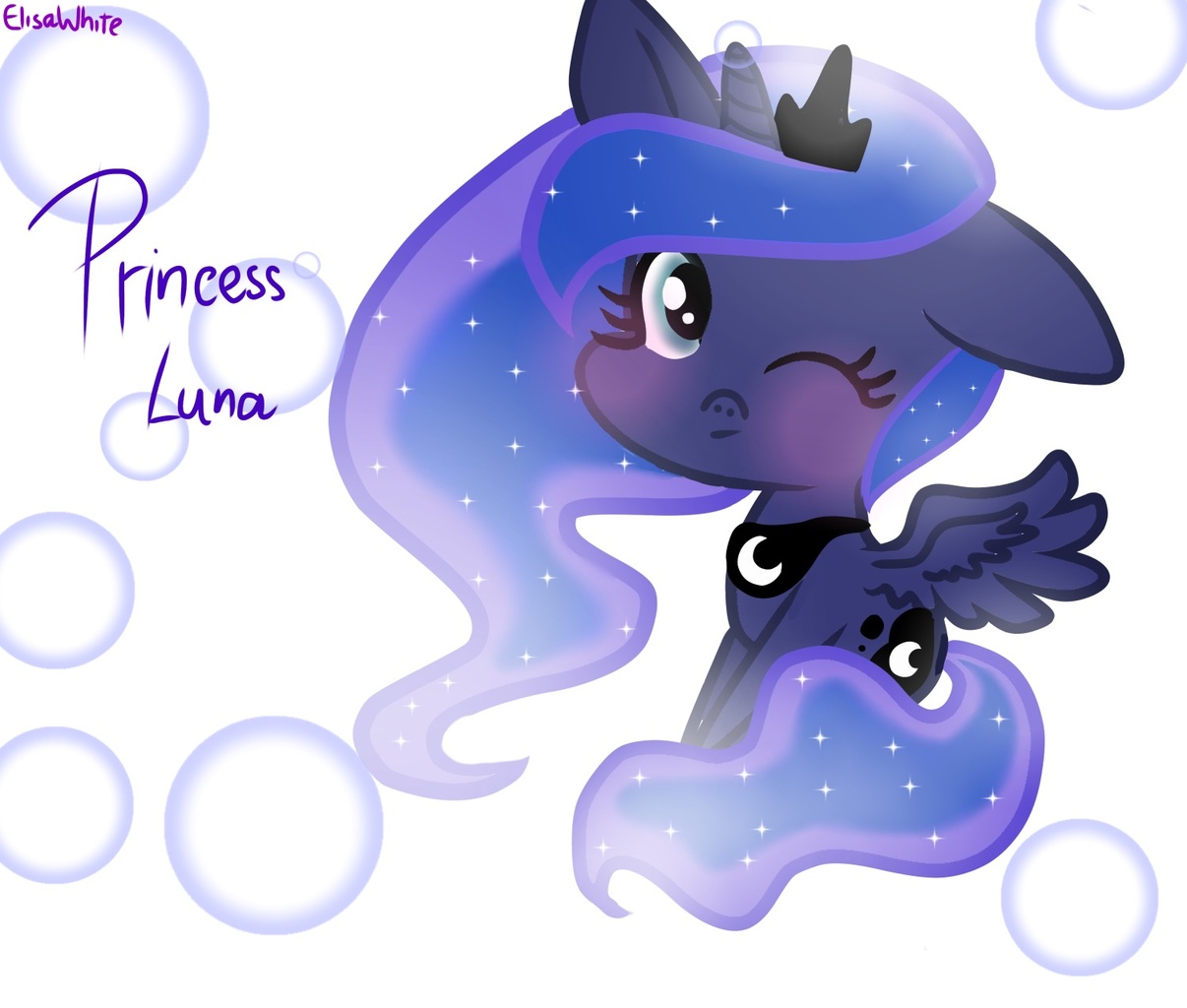 #1197600 - safe, artist:elisawhite, princess luna, blushing, chibi ...