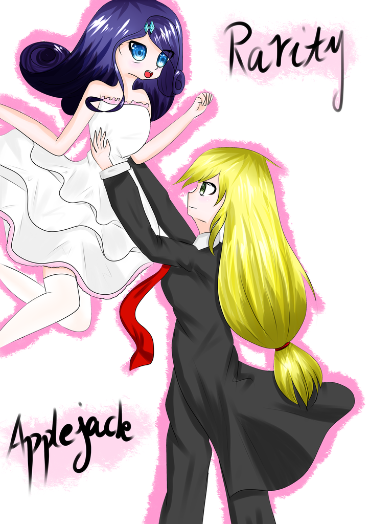 #1197722 - safe, artist:39miruku, applejack, rarity, human, female ...