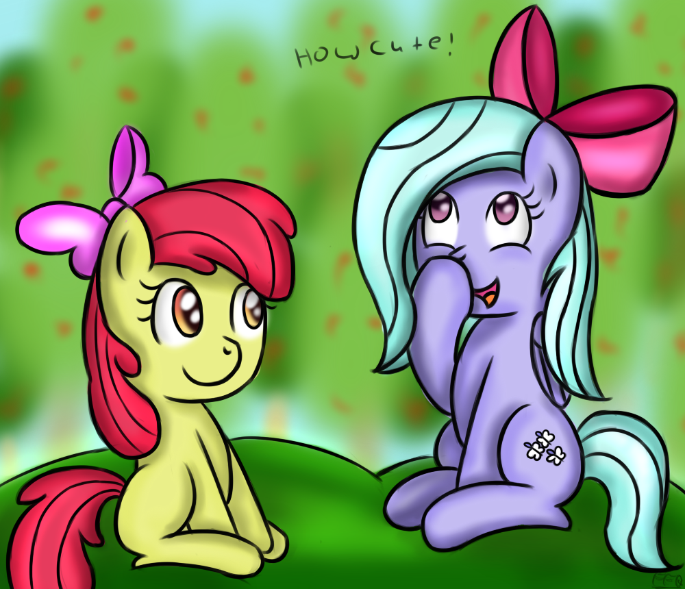 #1201475 - safe, artist:freefraq, apple bloom, flitter, pony, g4 ...
