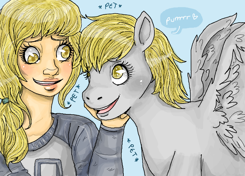 #1203719 - safe, artist:superlucky13, derpy hooves, human, pony, g4 ...