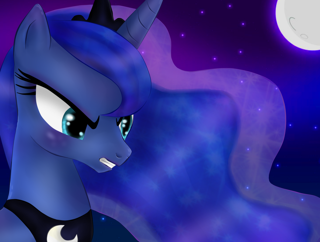 #1204951 - safe, artist:yukitayako, princess luna, g4, angry, digital ...