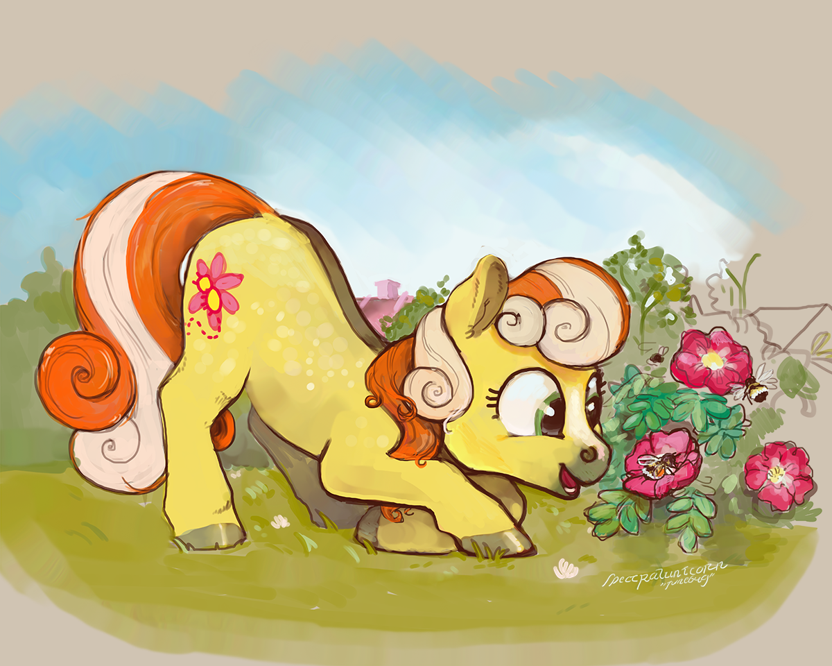 #1205453 - safe, artist:spectralunicorn, junebug, bee, crouching ...