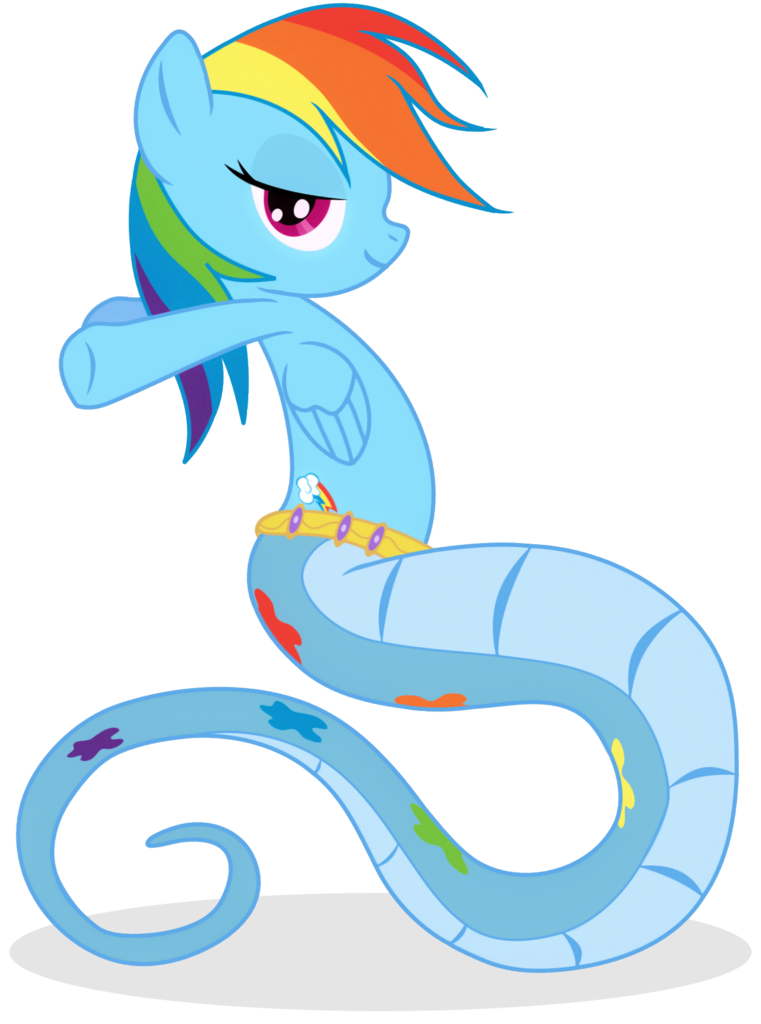 #1209619 - safe, artist:elsdrake, rainbow dash, lamia, original species ...