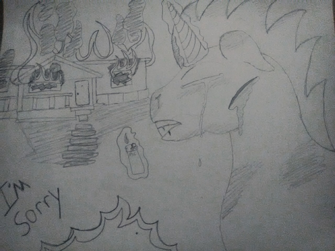 #1226920 - questionable, semi-grimdark, oc, oc only, crying, fire ...