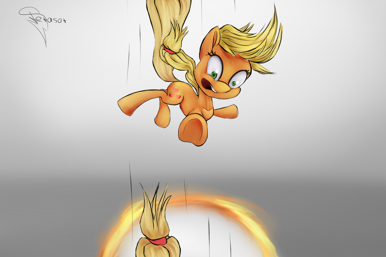 #1227001 - safe, artist:ferasor, applejack, falling, female, flailing ...