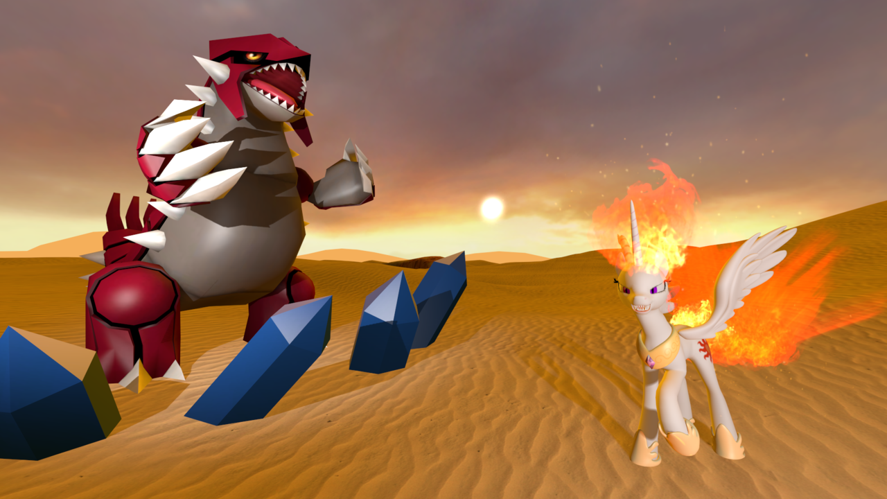 #1227700 - safe, artist:iownu142, nightmare star, groudon, g4, 3d, evil ...