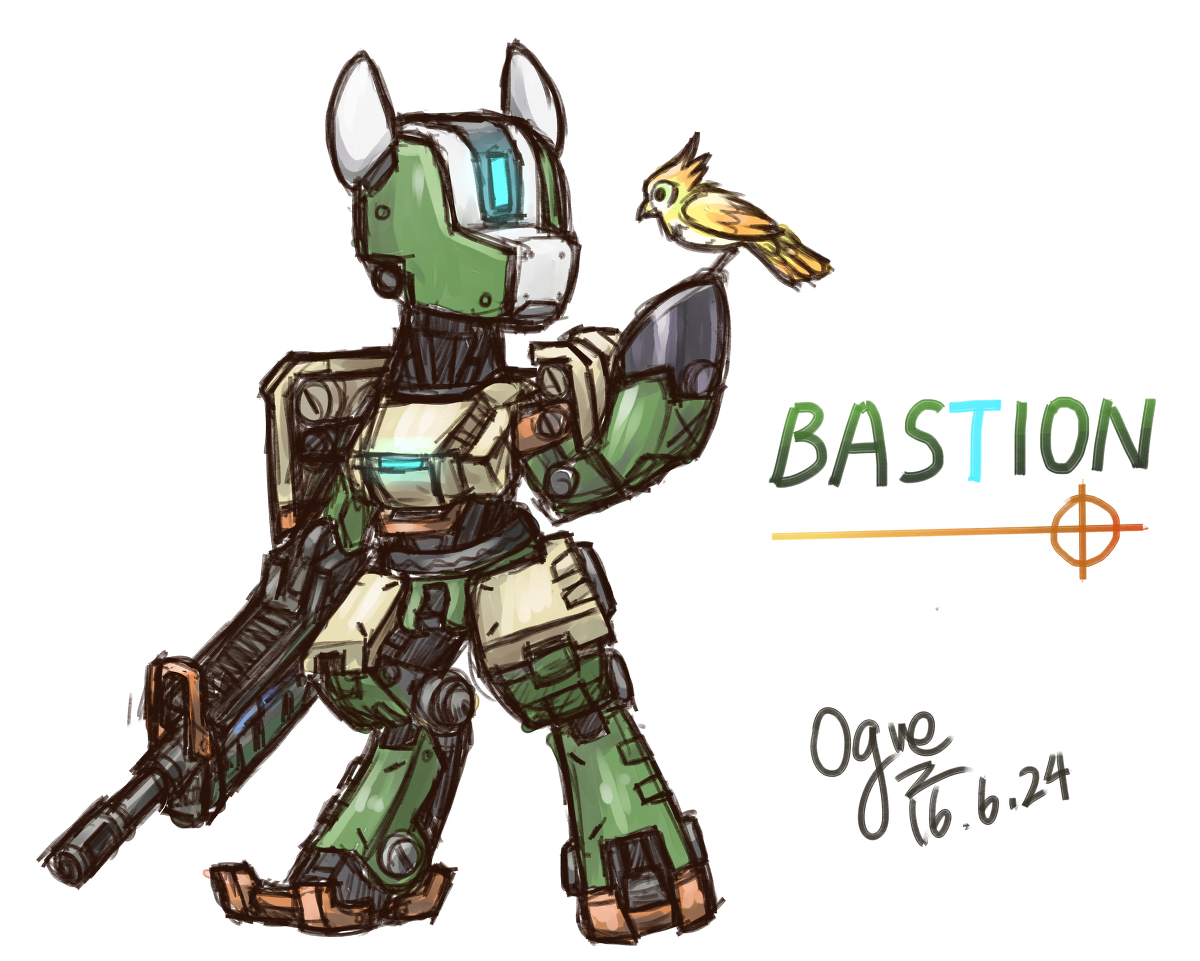 #1227993 - safe, artist:ogre, bird, pony, robot, robot pony, bastion ...