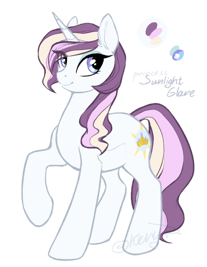 #1232064 - safe, artist:rrusha, oc, oc only, oc:sunlight glare, pony, offspring, parent:prince ...