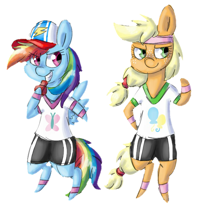 #1216476 - safe, artist:sweetheart-arts, applejack, rainbow dash, semi ...