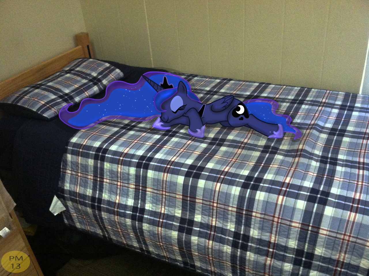 #1217105 - safe, artist:pablomen13, princess luna, g4, bed, crossed ...