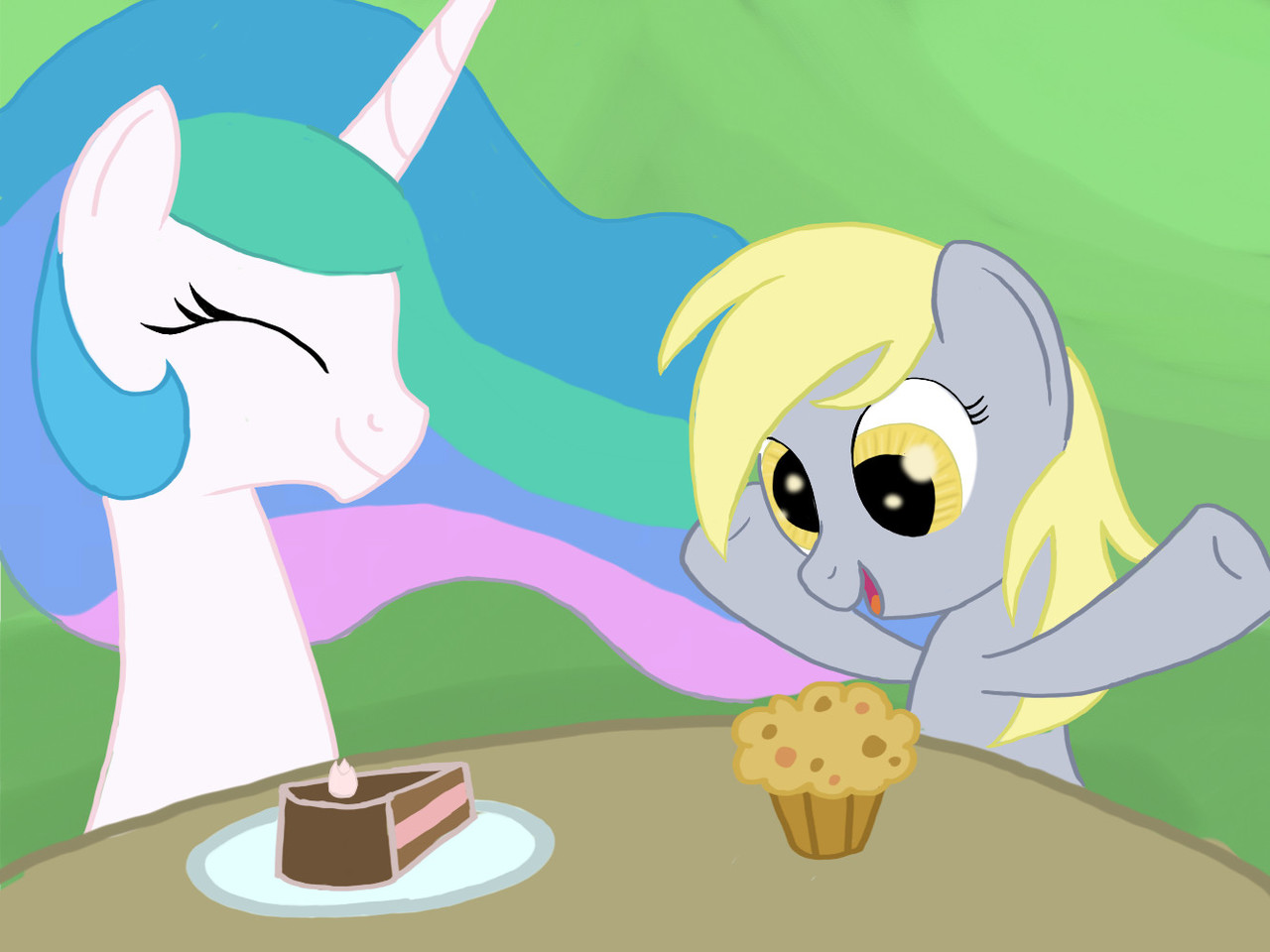 #1217795 - safe, artist:grennadder, derpy hooves, princess celestia ...