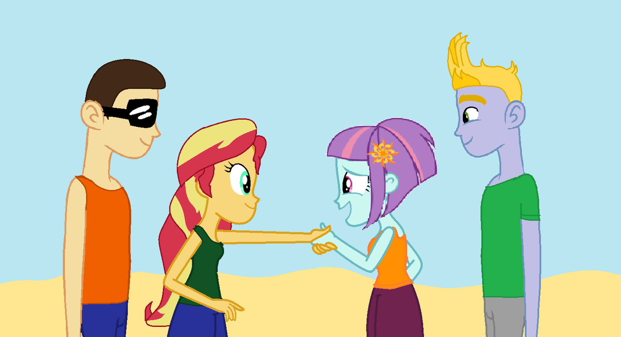 #1221046 - safe, artist:zahadyozivaji, sunny flare, sunset shimmer, oc ...