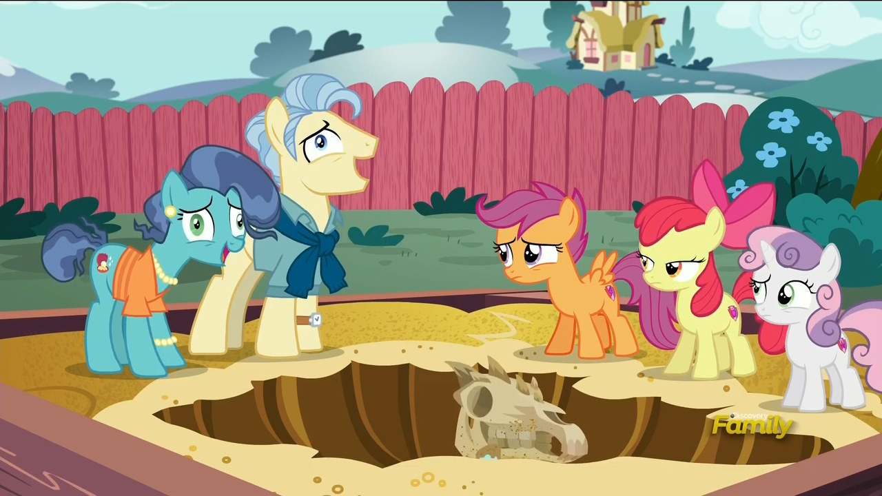 #1245943 - safe, screencap, apple bloom, mr. paleo, mrs. paleo, petunia ...