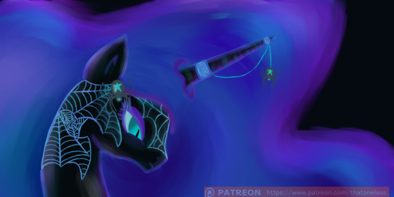 #1248106 - safe, artist:thatonelass, nightmare moon, pony, spider, star ...
