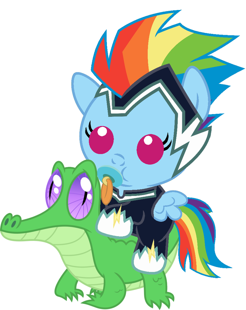 #1250628 - safe, artist:red4567, gummy, rainbow dash, zapp, pony, baby ...