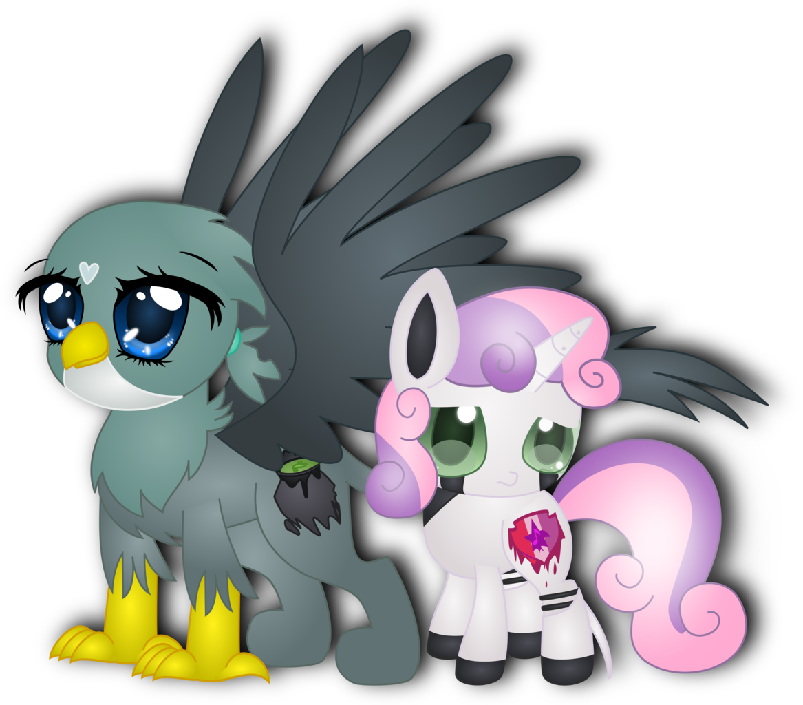 #1258435 - safe, artist:spophia, gabby, sweetie belle, griffon, pony ...