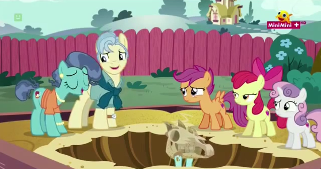 #1244648 - safe, screencap, apple bloom, mr. paleo, mrs. paleo, petunia ...