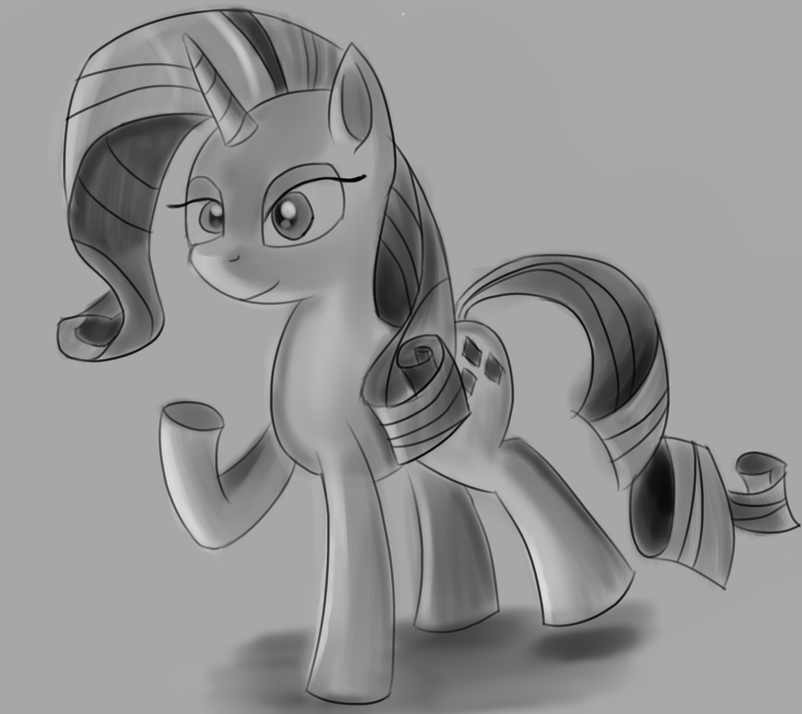 #1338783 - safe, artist:itsthinking, rarity, pony, female, monochrome ...