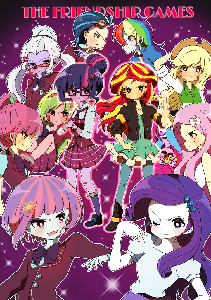 #1330453 - safe, artist:lotte, applejack, fluttershy, indigo zap, lemon ...