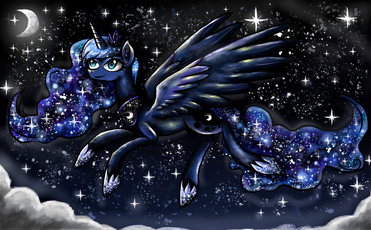 #1343626 - safe, artist:ambersha, princess luna, pony, crescent moon ...