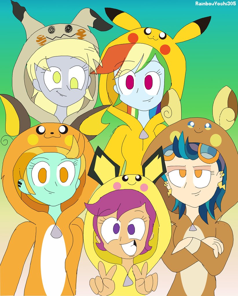 #1346089 - safe, artist:rainbowyoshi305, derpy hooves, indigo zap ...