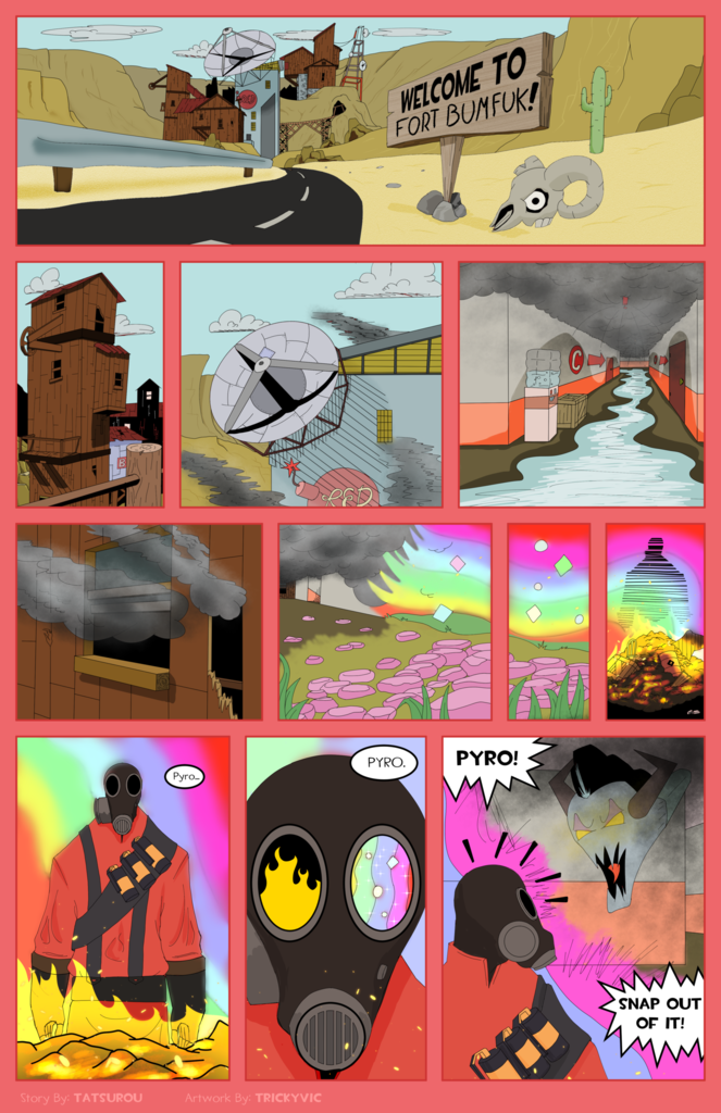 #1347027 - safe, artist:tricky-vic, comic:fortresshy, crossover, pyro ...