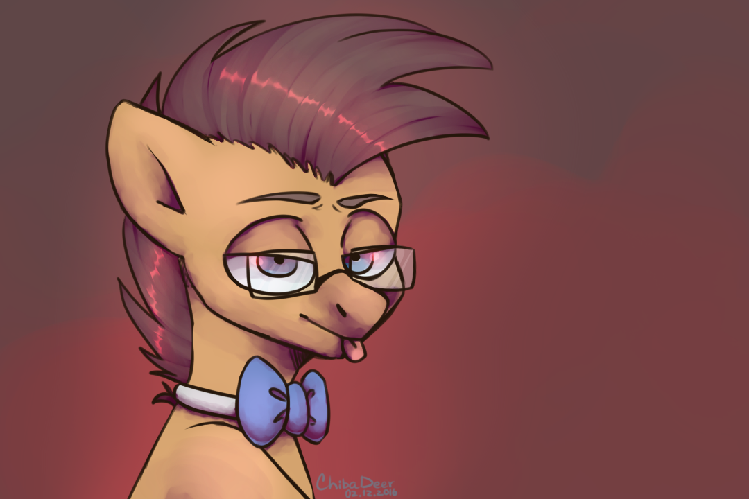 #1332254 - safe, artist:chibadeer, oc, oc only, earth pony, pony, bowtie, bust, glasses, male ...