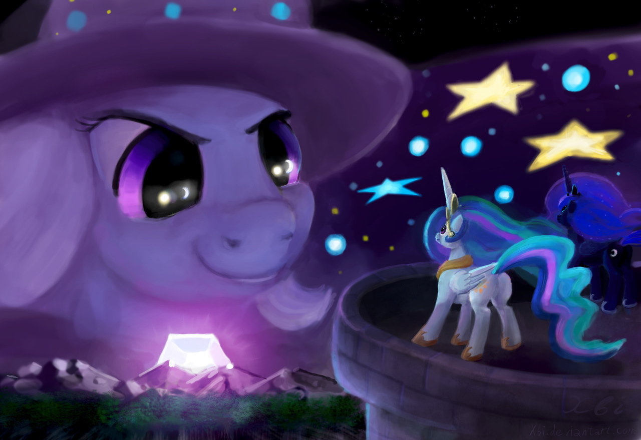 #1333746 - safe, artist:xbi, princess celestia, princess luna, trixie ...