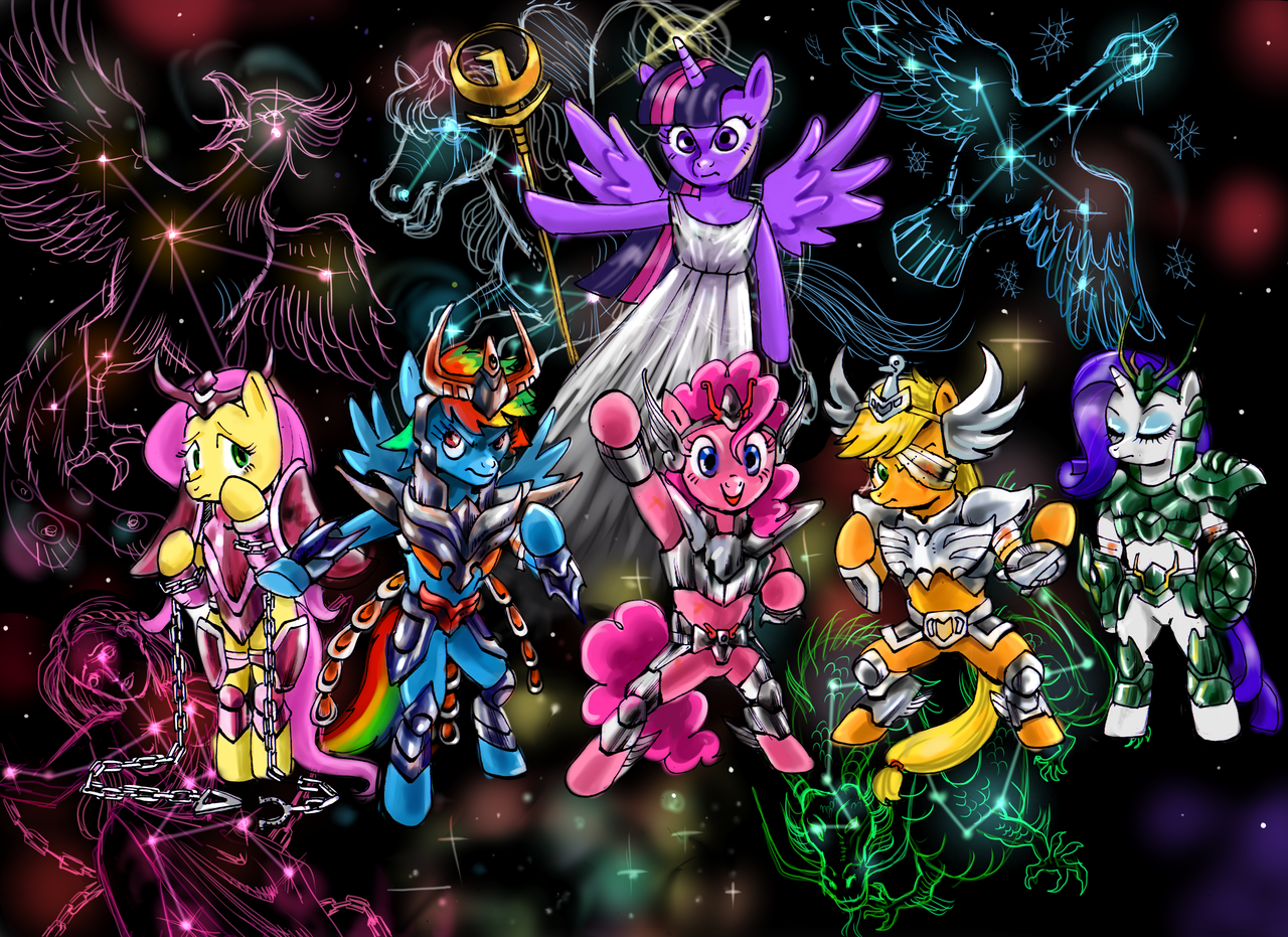 #1334074 - safe, artist:king-ghidorah, applejack, fluttershy, pinkie ...