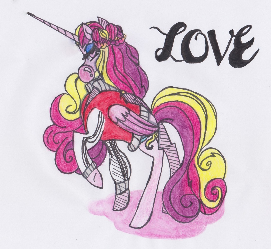 #1559038 - safe, artist:draw1709, princess cadance, pony, bubblegum ...