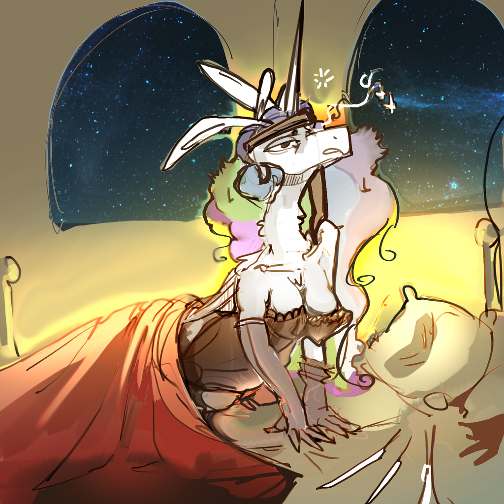 1566439 Suggestive Artist Alumx Princess Celestia Anthro G4 Bed