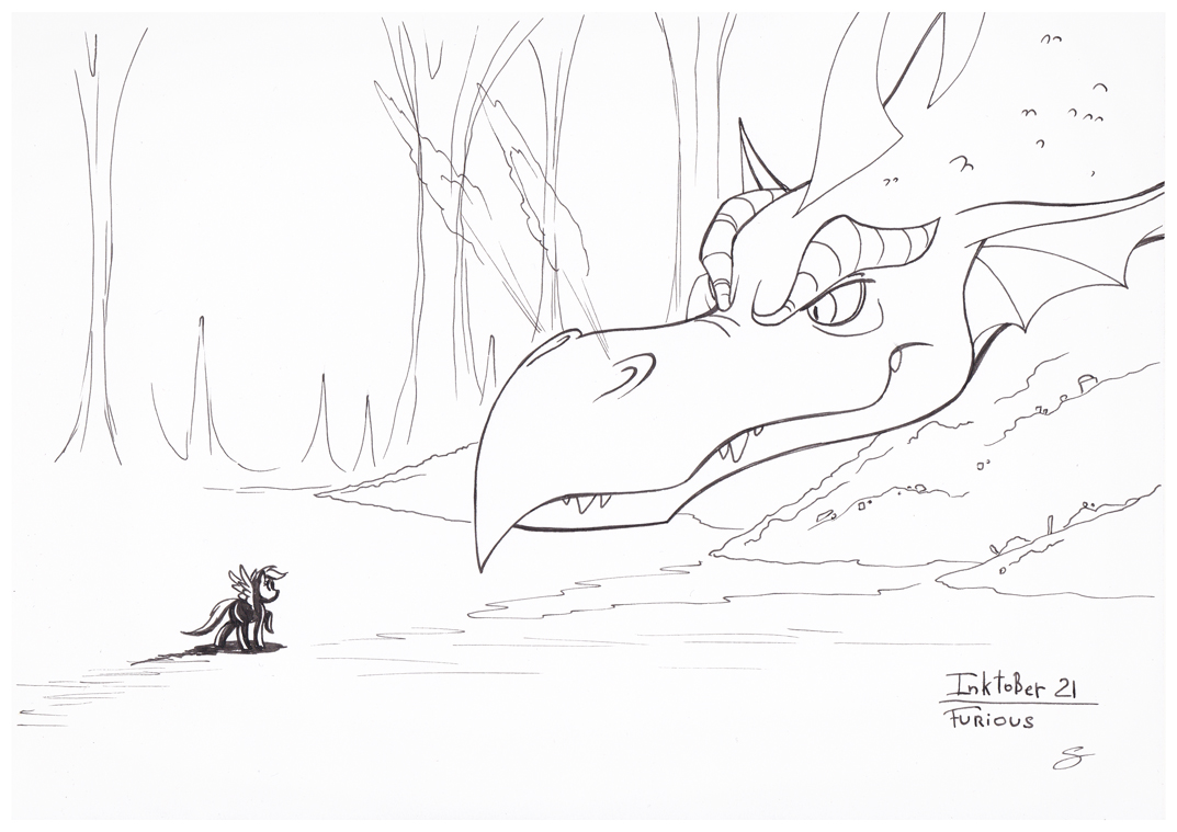 #1566791 - safe, artist:sherwoodwhisper, basil, rainbow dash, dragon ...