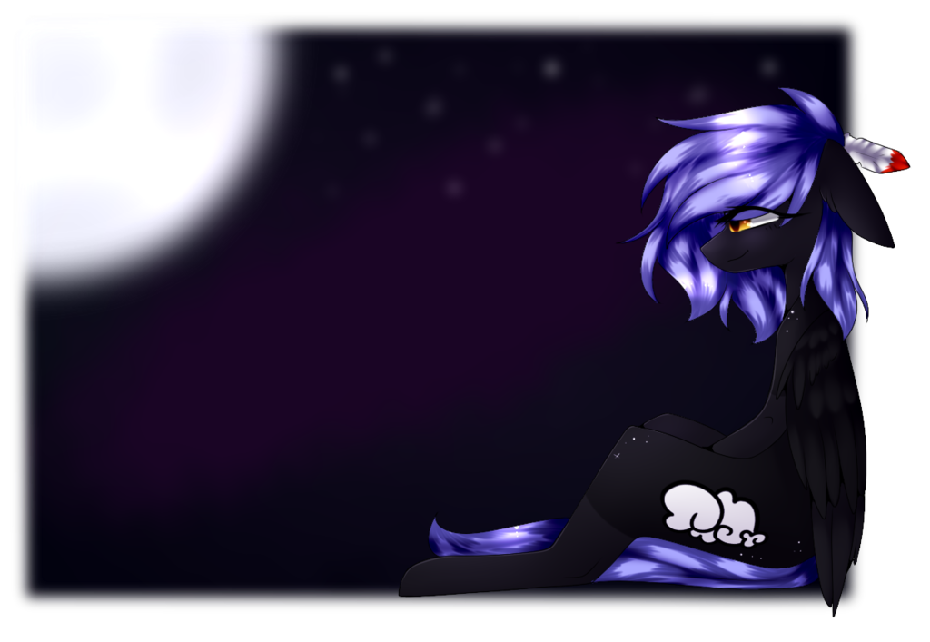 #1567390 - safe, artist:hyshyy, oc, oc only, oc:cloudy night, pegasus, pony, female, mare, moon ...