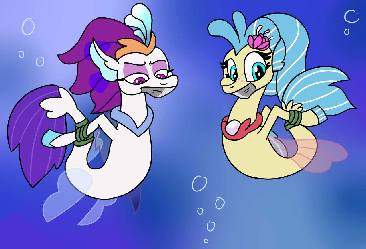 #1573460 - safe, artist:gagpal3, princess skystar, queen novo, seapony ...