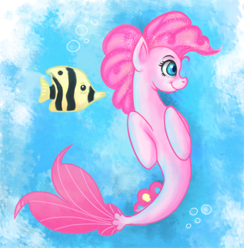 #1552535 - safe, artist:kamel21, pinkie pie, butterfly fish, earth pony ...