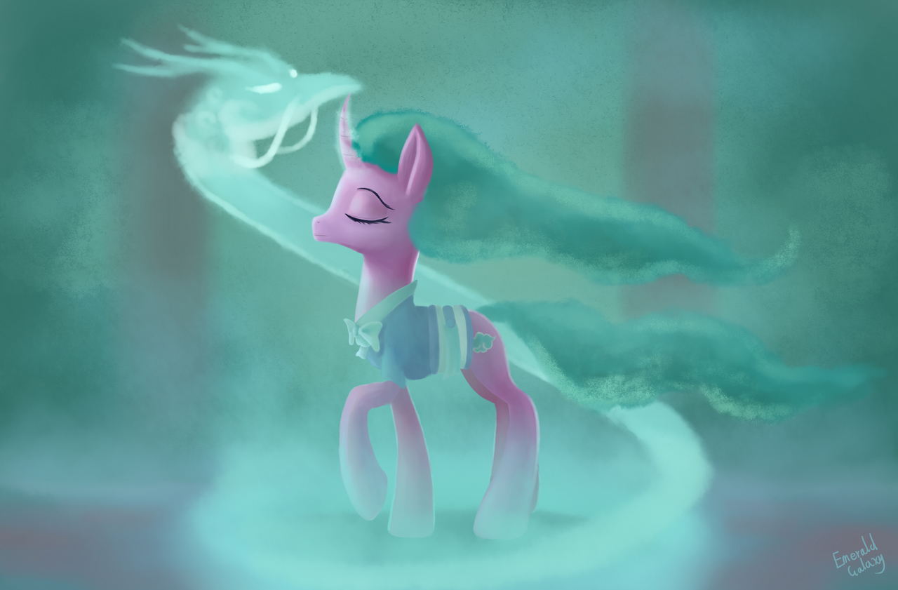 #1552693 - safe, artist:emeraldgalaxy, mistmane, dragon, pony, unicorn ...