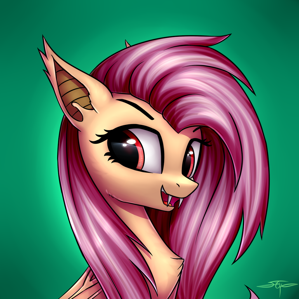#1555347 - safe, artist:setharu, fluttershy, bat pony, pony, g4, 2d ...