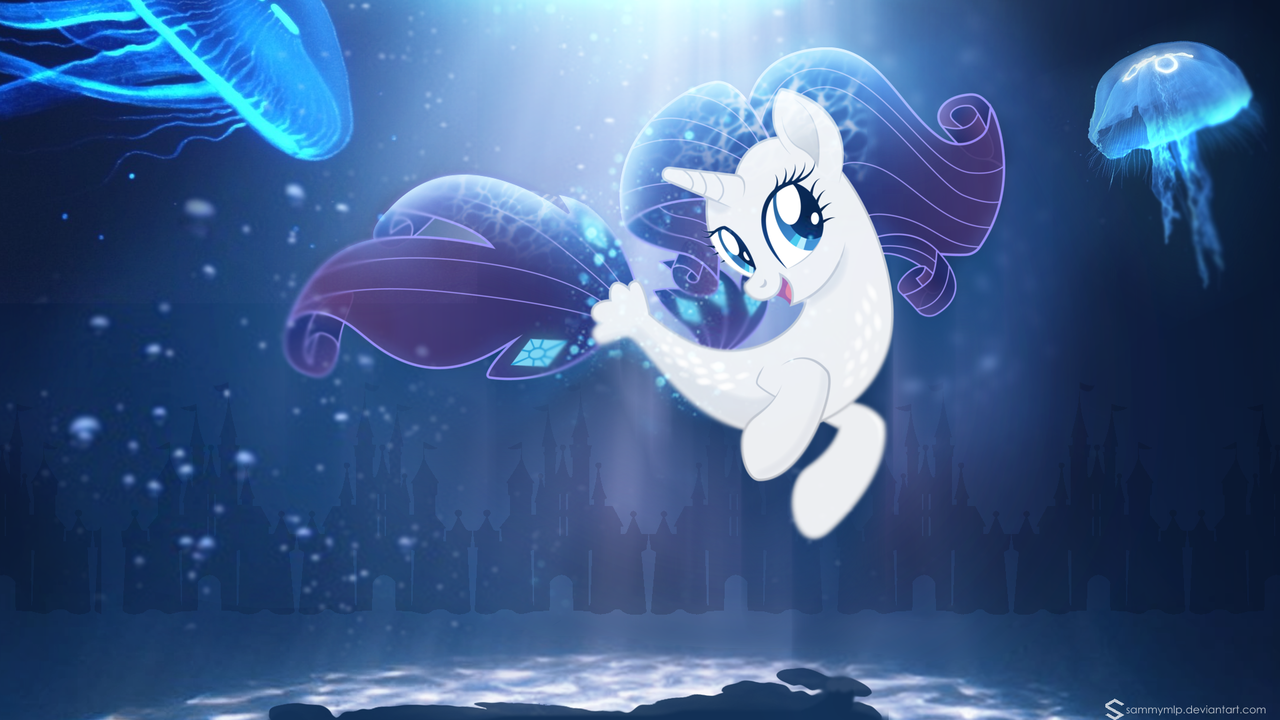 #1584276 - safe, artist:sammymlp, edit, rarity, jellyfish, seapony (g4 ...