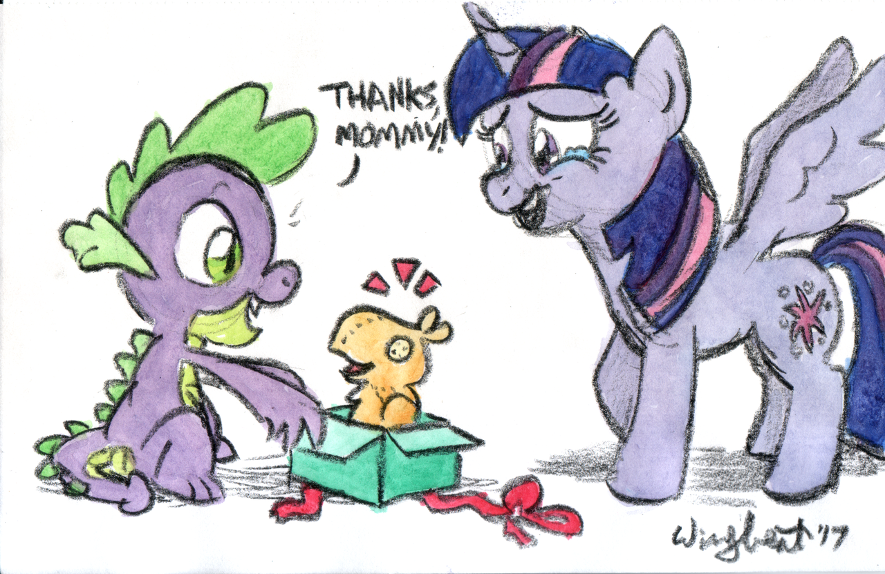 #1585006 - safe, artist:wingbeatpony, peewee, spike, twilight sparkle ...