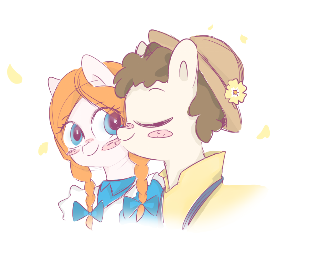 #1591356 - safe, artist:pinkablue, pony, becky thatcher, clothes, duo ...