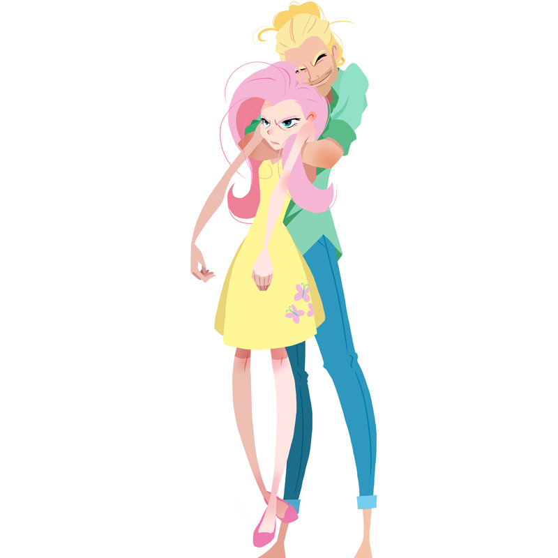 #1595202 - safe, artist:guywhodoesart, fluttershy, zephyr breeze, human ...