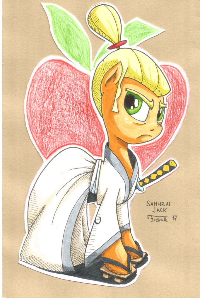 #1578237 - safe, artist:frenkieart, applejack, earth pony, pony, alternate hairstyle, clothes ...