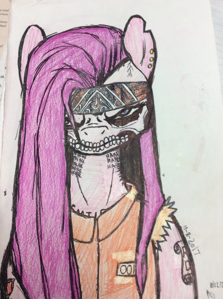 #1582281 - semi-grimdark, pinkie pie, g4, colored, colored pencil ...