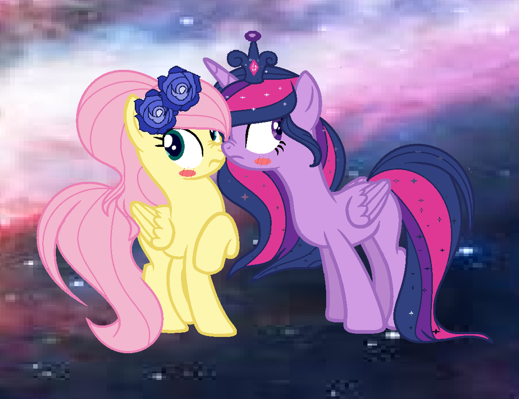 #1606735 - safe, artist:rose-moonlightowo, fluttershy, twilight sparkle ...