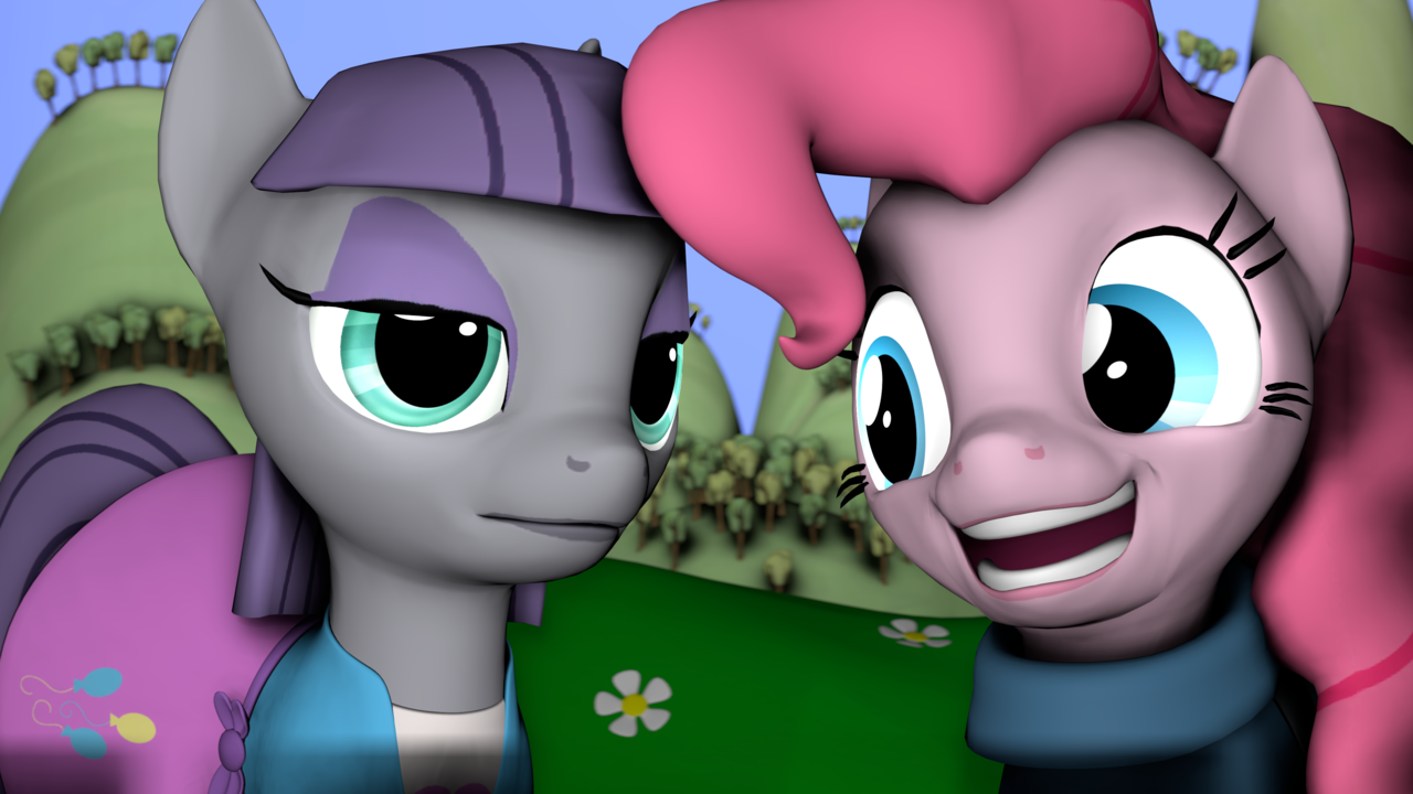 #1609674 - safe, artist:oc1024, maud pie, pinkie pie, pony, g4, 3d ...