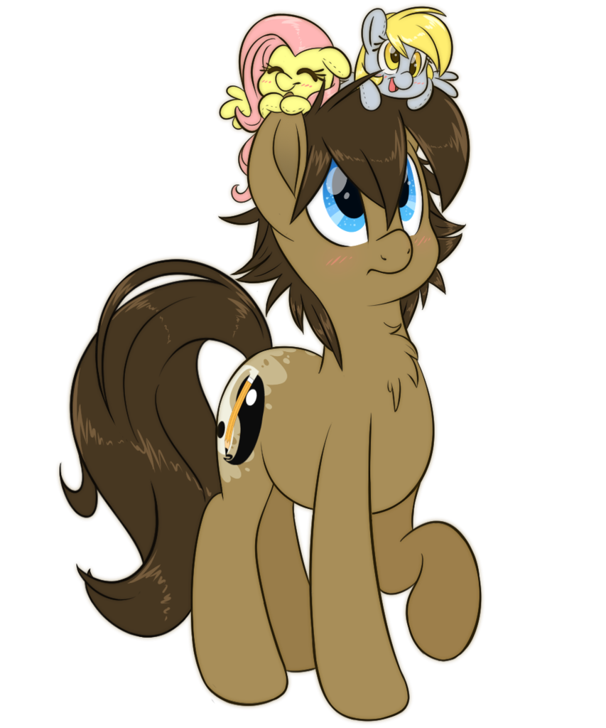 #1610294 - safe, artist:fluffyxai, derpy hooves, fluttershy, oc, oc:spirit wind, earth pony ...