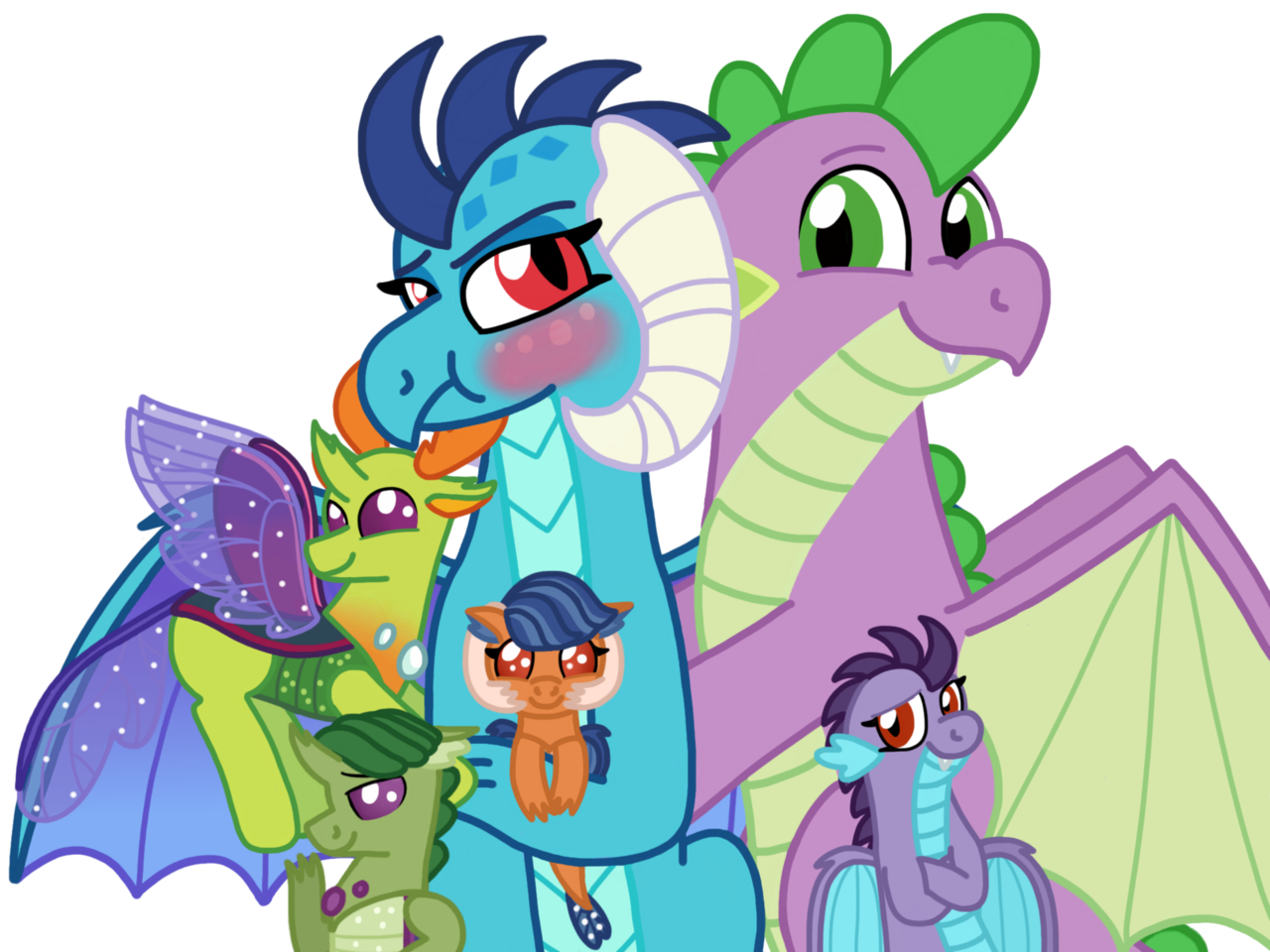 #1617429 - safe, artist:kindheart525, princess ember, spike, thorax, oc ...