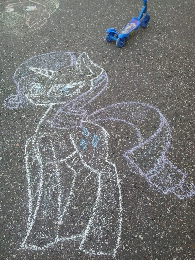 #1620867 - safe, artist:lixthefork, rarity, pony, g4, chalk drawing ...