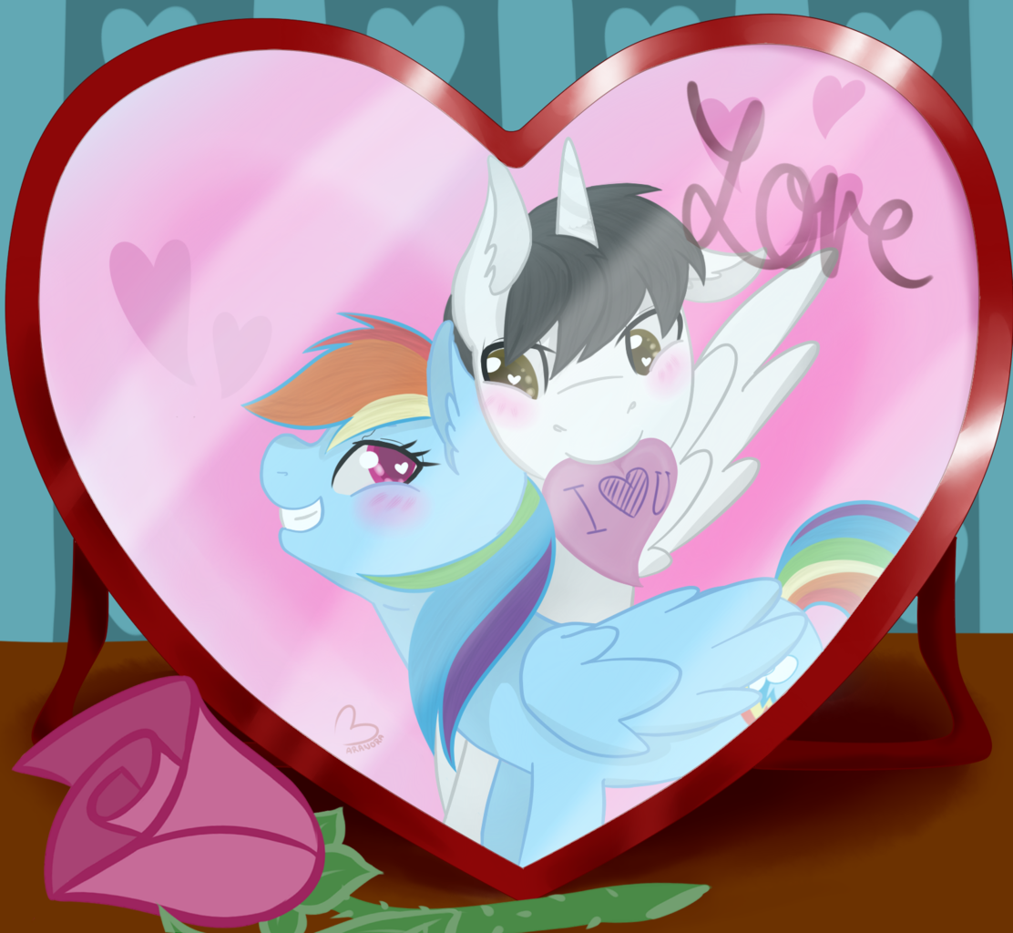 #1364367 - safe, artist:maranora, rainbow dash, oc, oc:shiron, alicorn ...