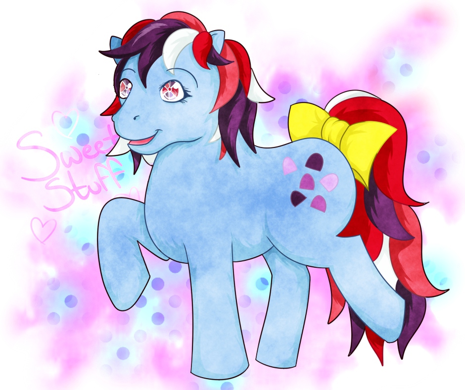 #1367686 - safe, artist:dunkinbean, sweet stuff, pony, g1, bow, cute ...